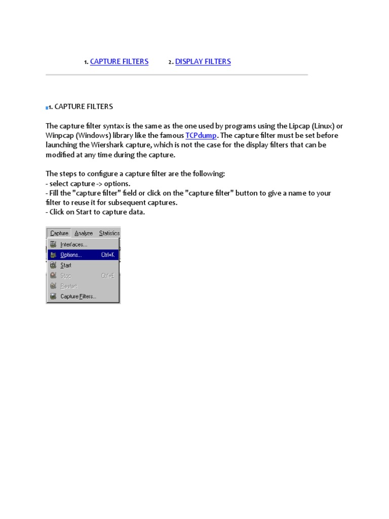 Wireshark Capture Filters Pdf Internet Protocols Port Computer