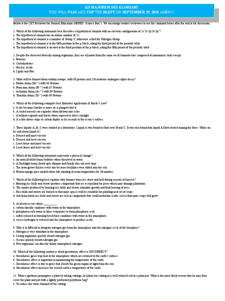Gen Ed Science LET Reviewer 2025 | PDF | Chemical Elements | Earthquakes