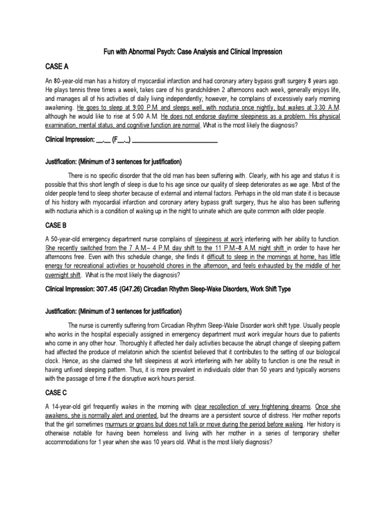 Example of Case Analysis | PDF | Sleep Disorder | Sleep