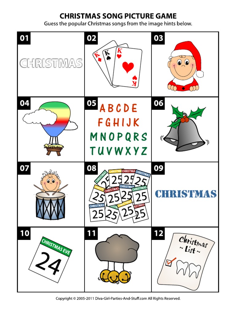 Christmas Song Picture Game | PDF