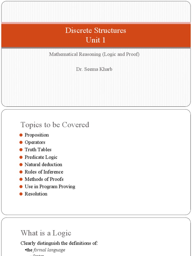 Discrete Structures Unit 1 | PDF | Logic | Boolean Algebra