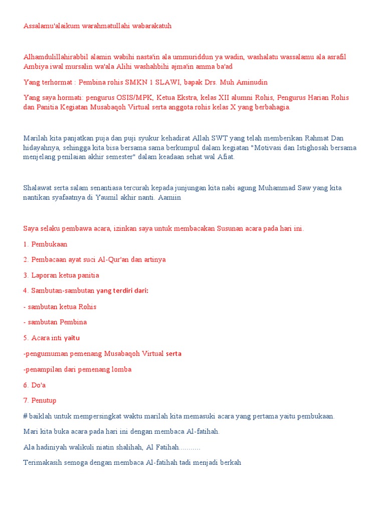 MC Musabaqoh Virtual | PDF