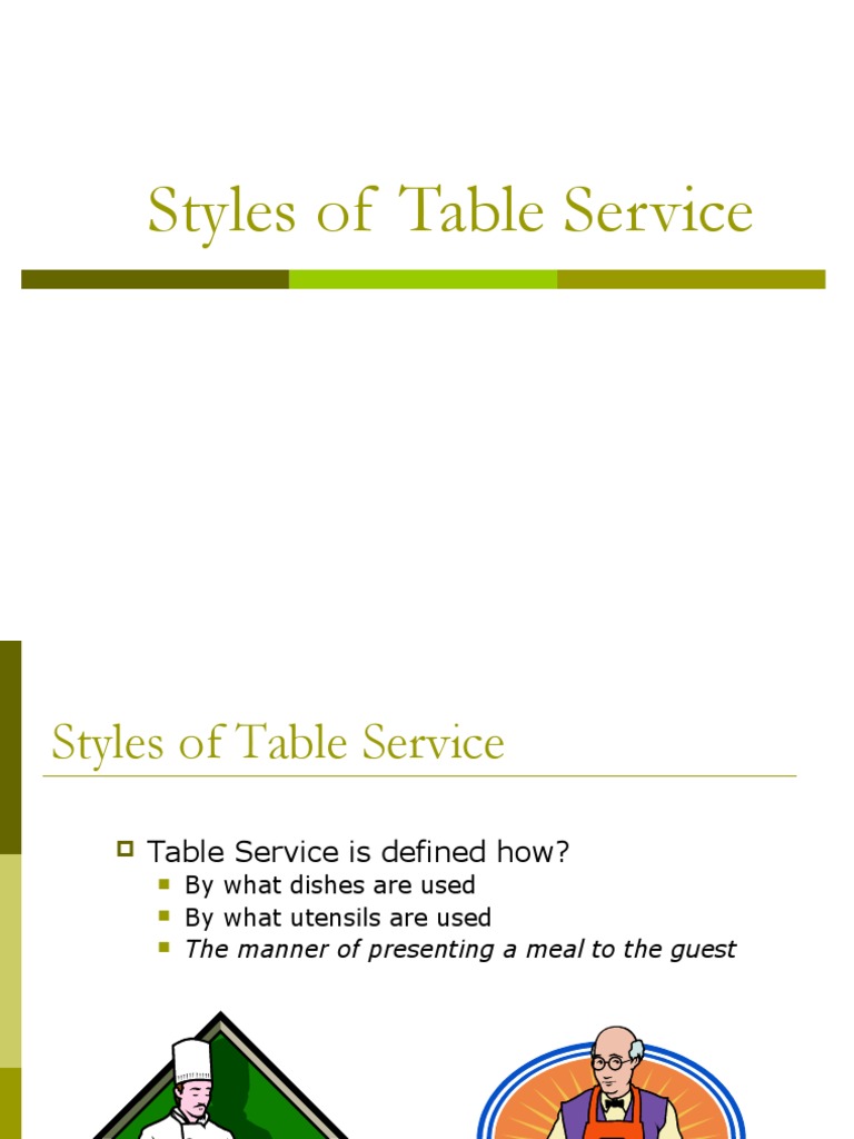 Styles of Table Service | PDF | Restaurants | Menu