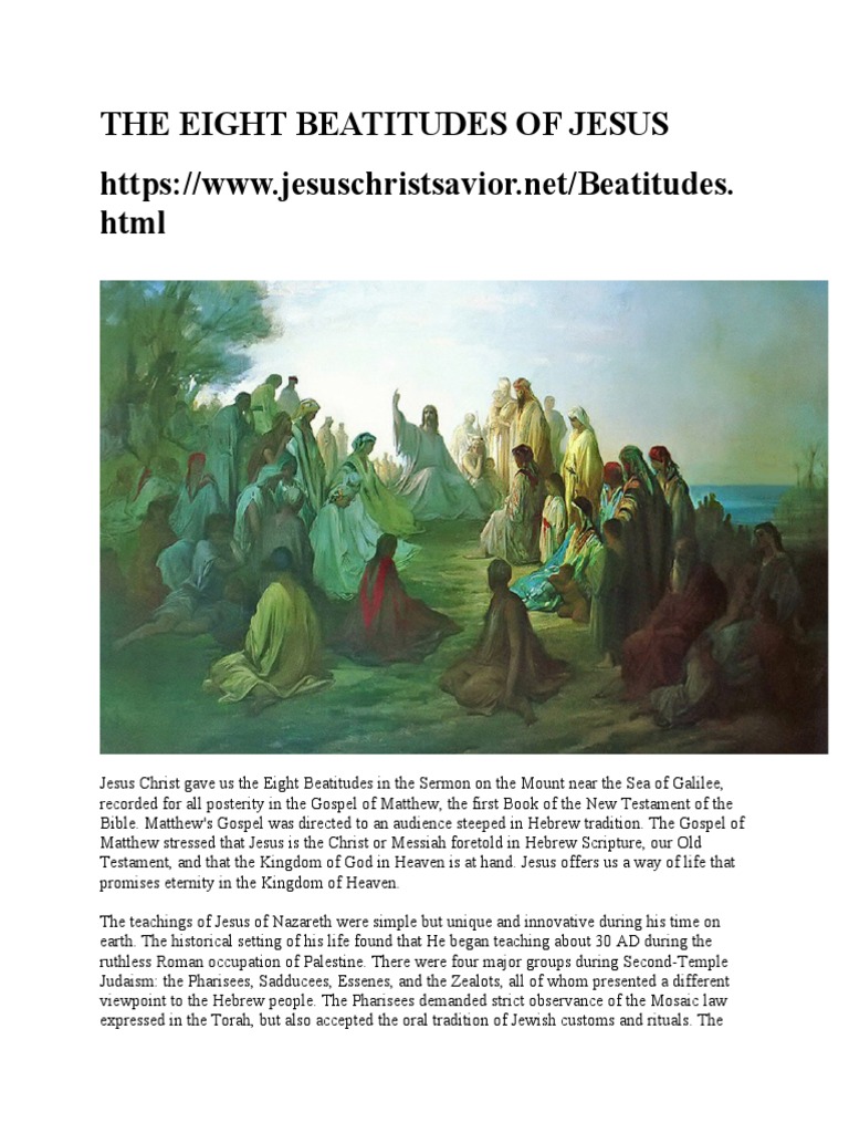 The Eight Beatitudes Of Jesus Pdf Beatitudes Pharisees