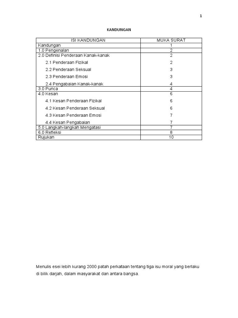 Penderaan Kanak Kanak Esei | PDF