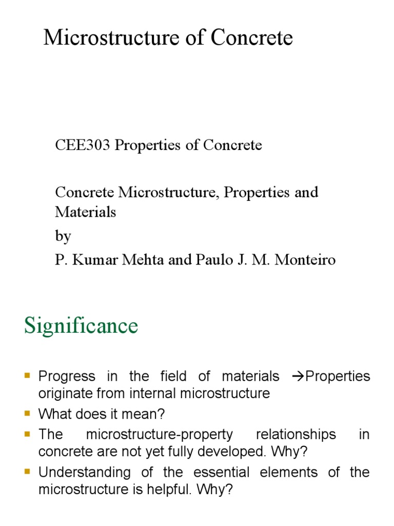 Concrete Microstructure and Properties | PDF | Microstructure | Concrete
