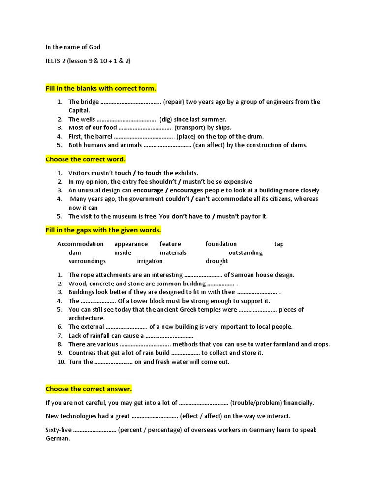 Fill in The Blanks With Correct Form | PDF | Organic Foods | Organic ...