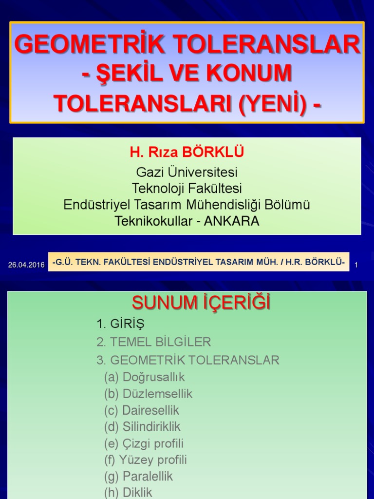 Geometri̇k Toleranslar - Şeki̇l Ve Konum Toleranslari | PDF