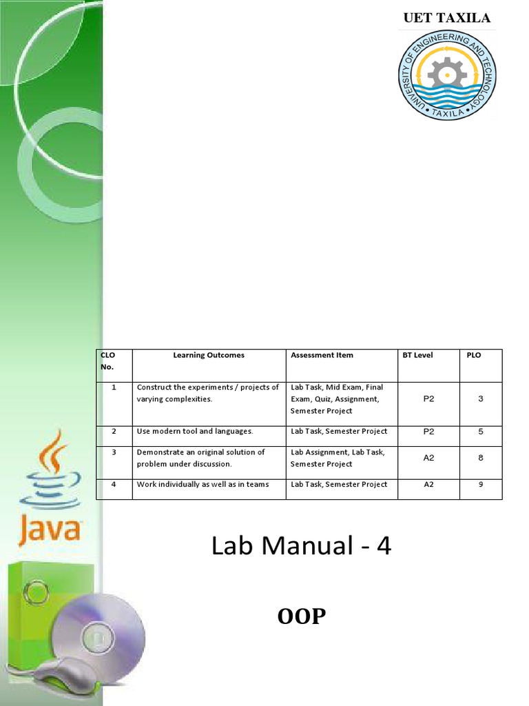 Lab Manual 4 Clo No Learning Outcomes Assessment Item Bt Level Plo Pdf Boolean Data Type 5751