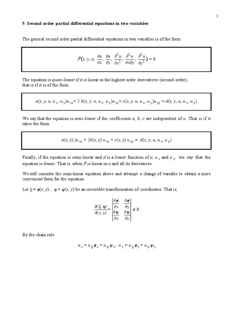 PDE Classification | PDF | Partial Differential Equation | Equations