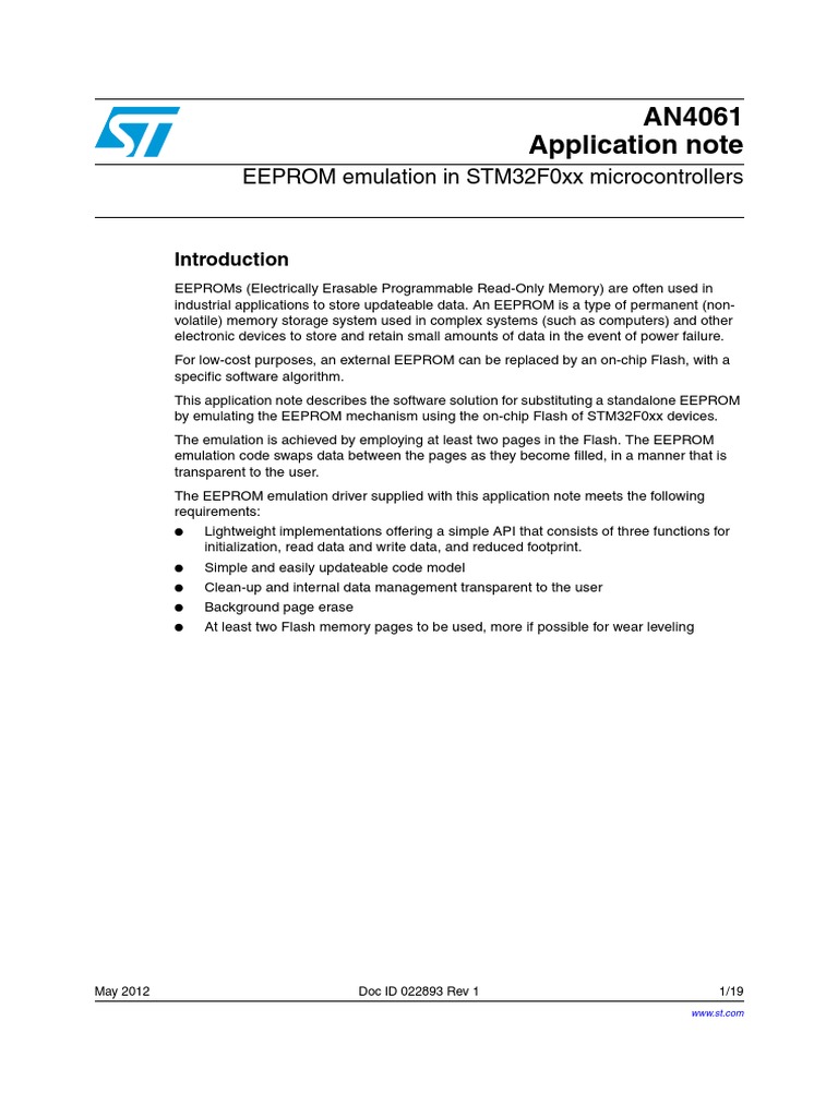 Eeprom Emulation Stm32 Pdf Flash Memory Computer Memory