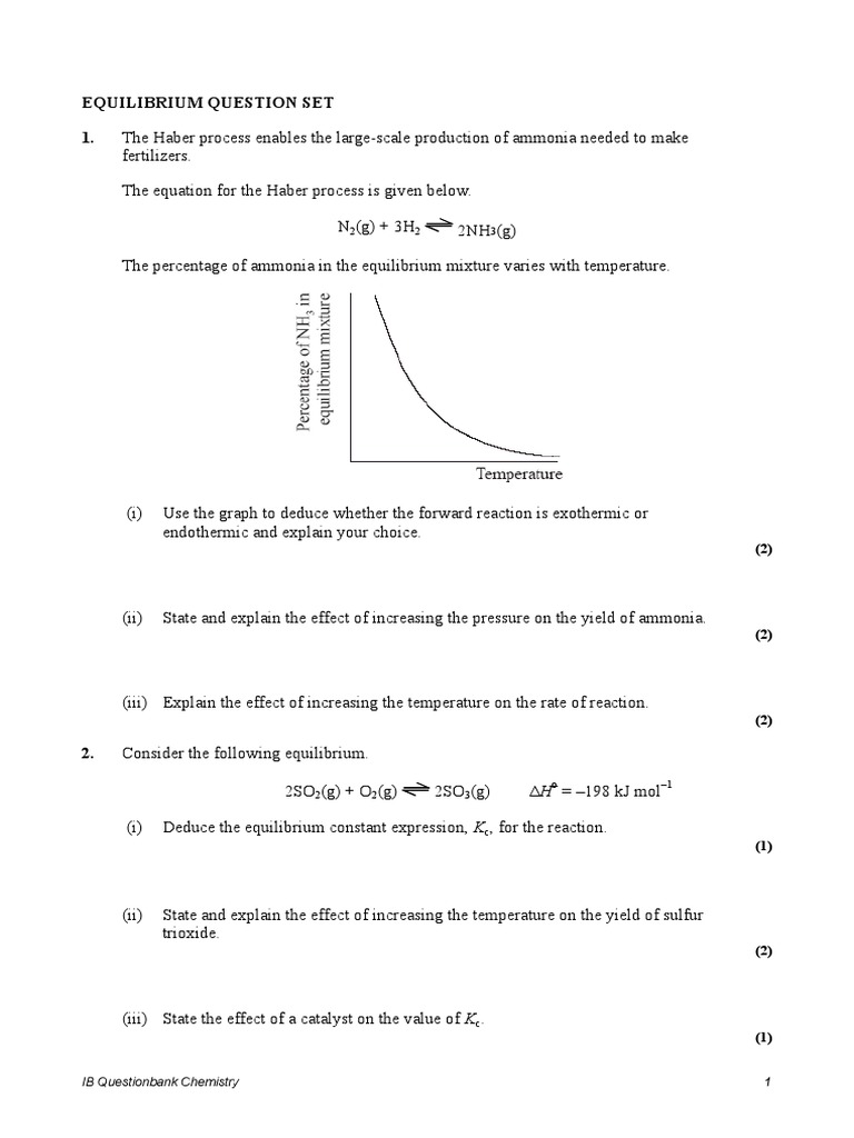 Equilibrium Question Set | PDF | Chemical Equilibrium | Chemical Reactions