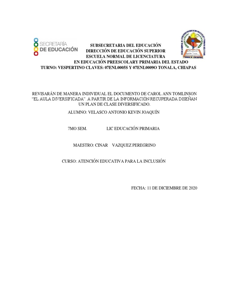 Carol Ann Tomlinson "El Aula Diversificada" | PDF | Aprendizaje | Salón de clases