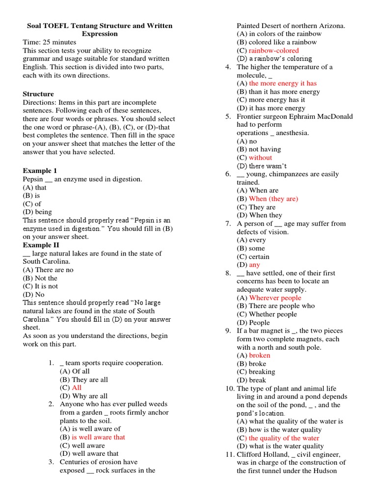 Soal TOEFL Tentang Structure and Written Expression | PDF | Sun | Stars