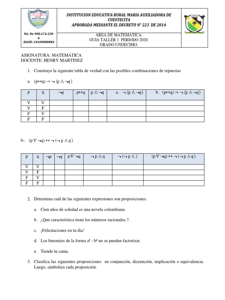 Guia Taller de Matem. 11 Grado 2020 | PDF | Triángulo | Geometría euclidiana