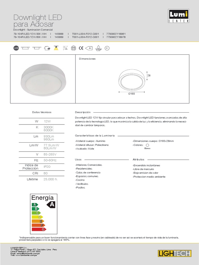 79-104r-Led-12w-30k60k-Wh-2 Luminaria para Escaleras | PDF | Diodo ...