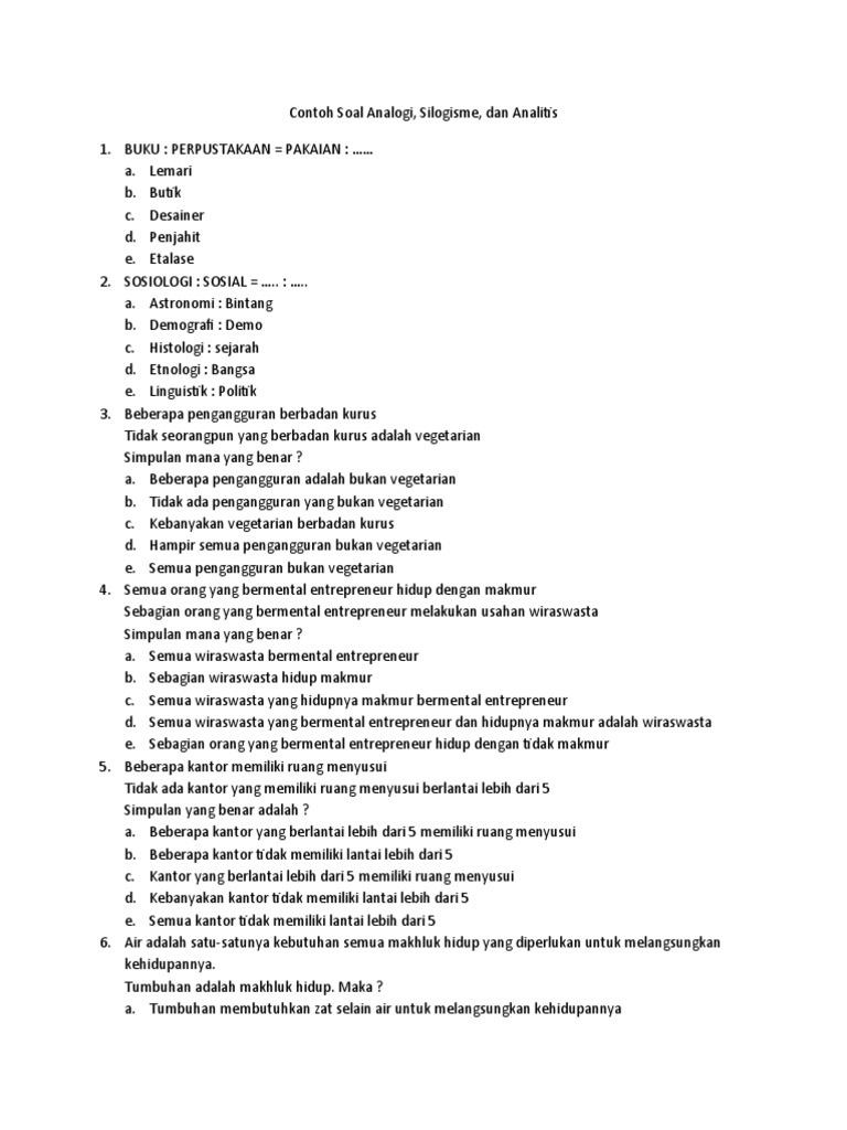 Contoh Soal Analogi | PDF