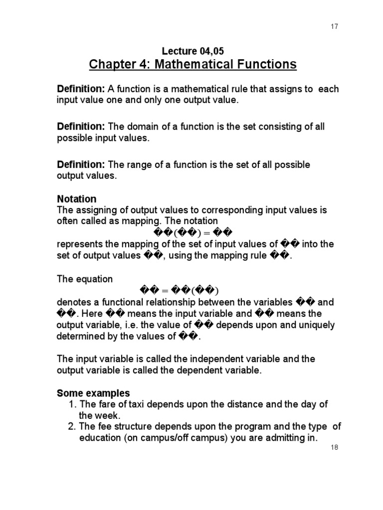 Chapter 4: Mathematical Functions: Lecture 04,05 | Download Free PDF ...