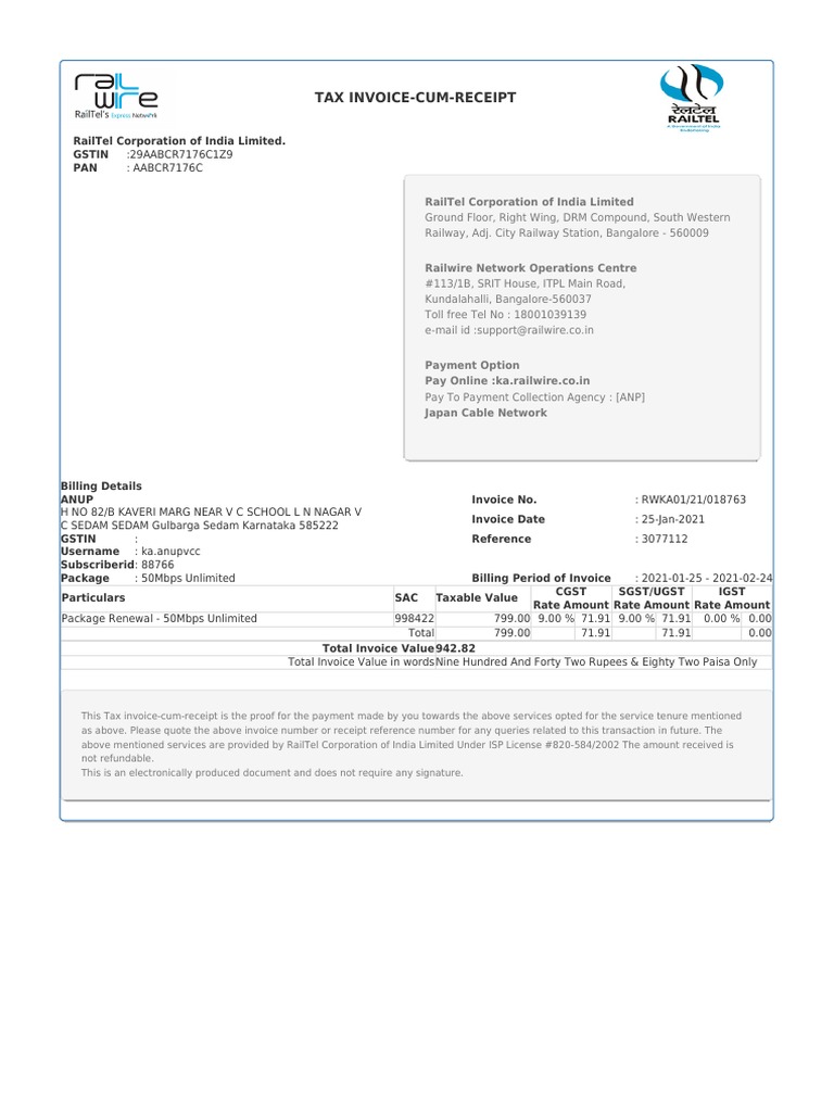Jan 2021 Invoice | PDF