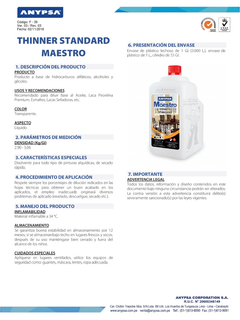 Thinner Standard Maestro | PDF
