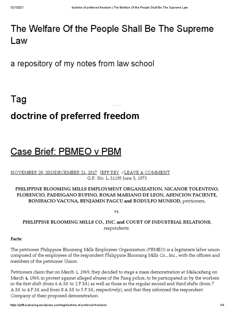Doctrine of Preferred Freedom | PDF