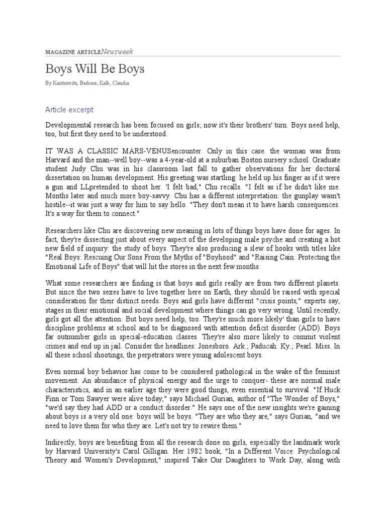 Understanding Boys Development | PDF | Gender | Gender Studies