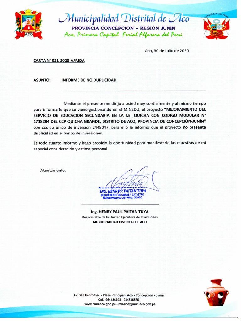 Proyecto Viable, Activo, Registrado y No Duplicado | PDF