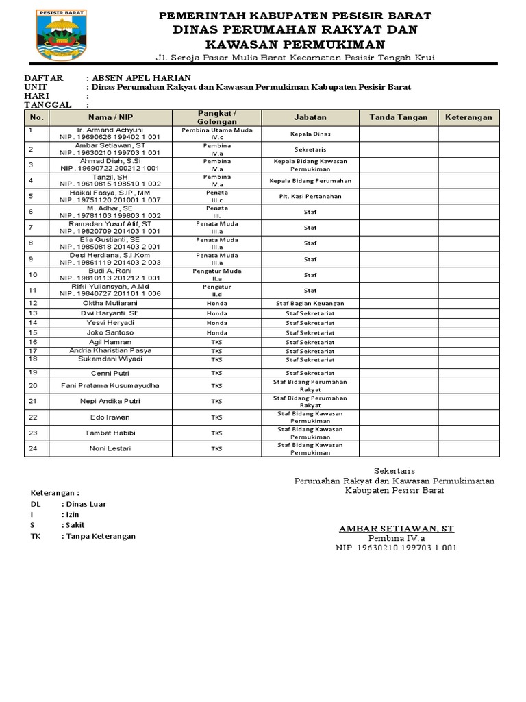 Daftar Absen Pagi | PDF