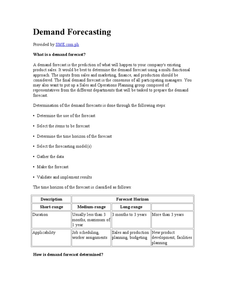 Demand Forecasting | PDF