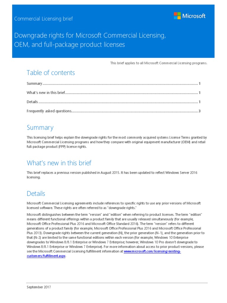 Microsoft Server Downgrade Rights | PDF | Windows 7 | Microsoft Windows