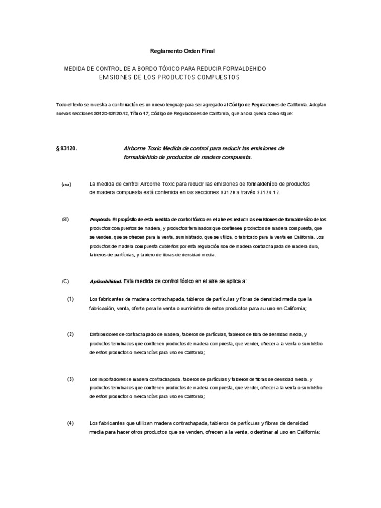 California 93120 Compliant - En.es | PDF | Madera contrachapada | Madera