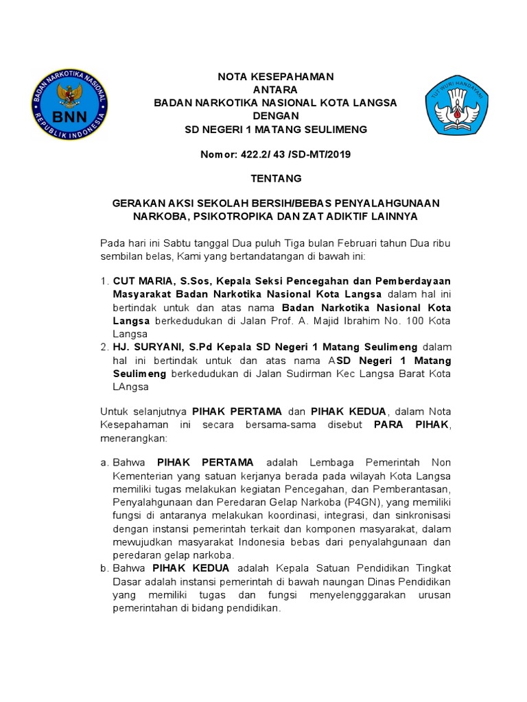 Mou Dengan BNN | PDF