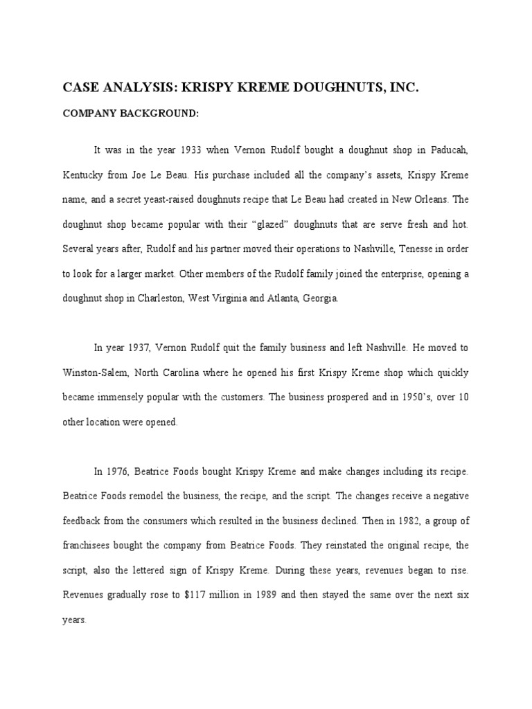 Case Analysis of Krispy Kreme Doughnuts | PDF | Franchising | Marketing