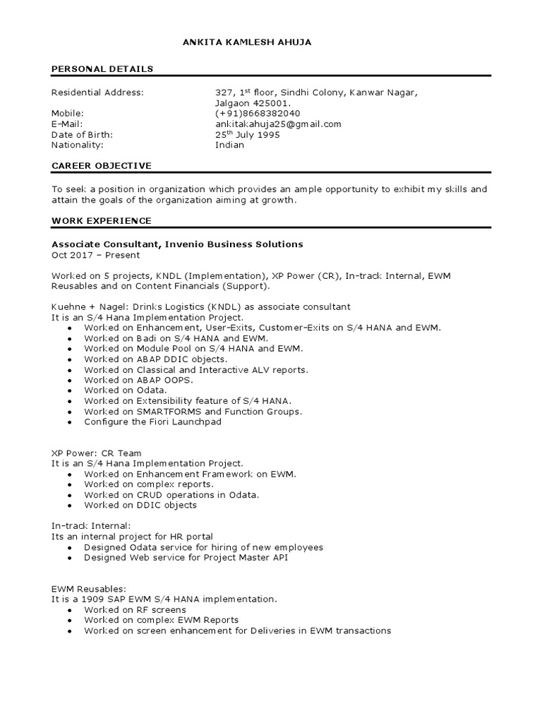 Resume Ankita Ahuja | PDF | Information Technology | Software