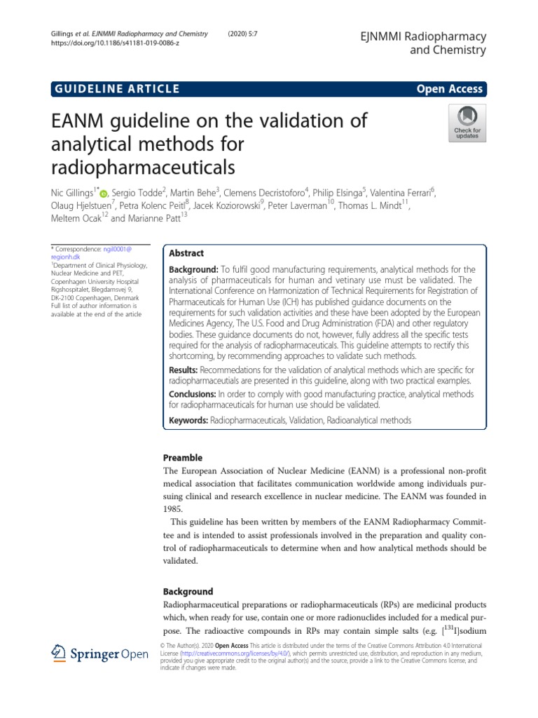EANM Guideline On The Validation of Analytical Met | PDF | Radionuclide ...