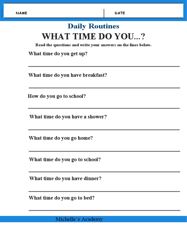 Daily Routines Questionnaire | PDF