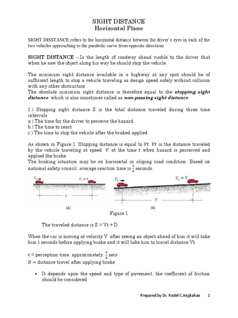 Sight Distance and Stopping Calculations | PDF | Transport ...