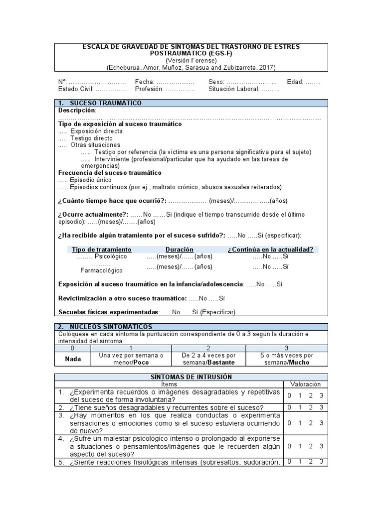 Echeburua Test Egs-F | PDF | Estado de ánimo (psicología) | Salud mental