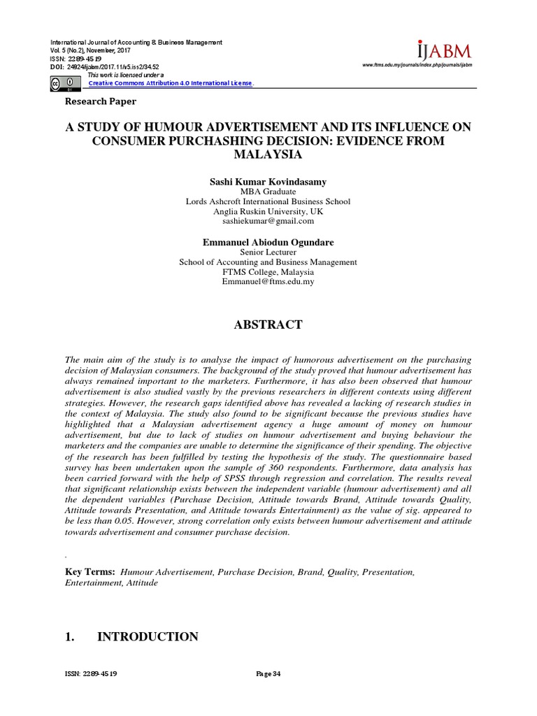 A Study of Humour Advertisement and Its Influence On Consumer ...