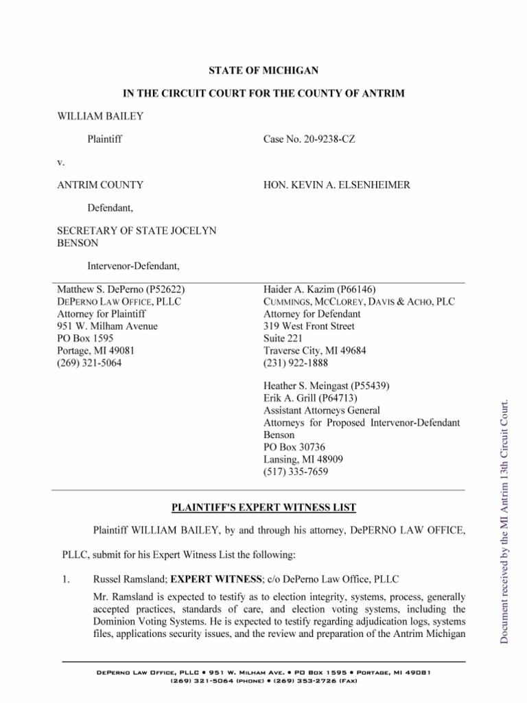 Antrim Co Expert Witness List | PDF