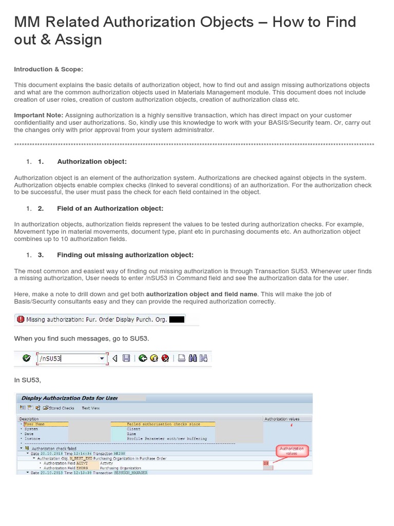 MM Related Authorization Objects - How To Find Out & Assign | PDF | Receipt | Computing