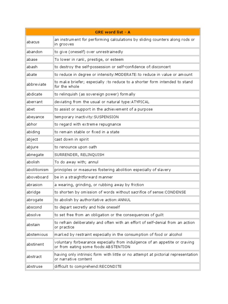 GRE Word List A | PDF | Amphibian | Nature