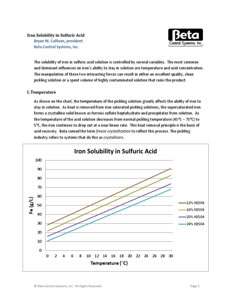 Iron Solubility in Sulfuric Acid - Celsius | PDF | Solubility ...