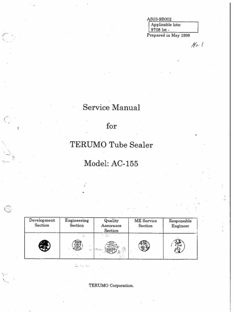 Terumo AC155 Tube Sealer - Service Manual | PDF