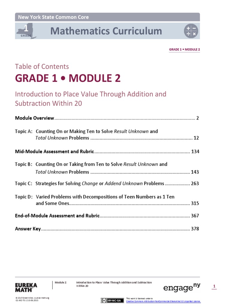 Grade 1 - Module 2: Mathematics Curriculum | PDF | Common Core State ...