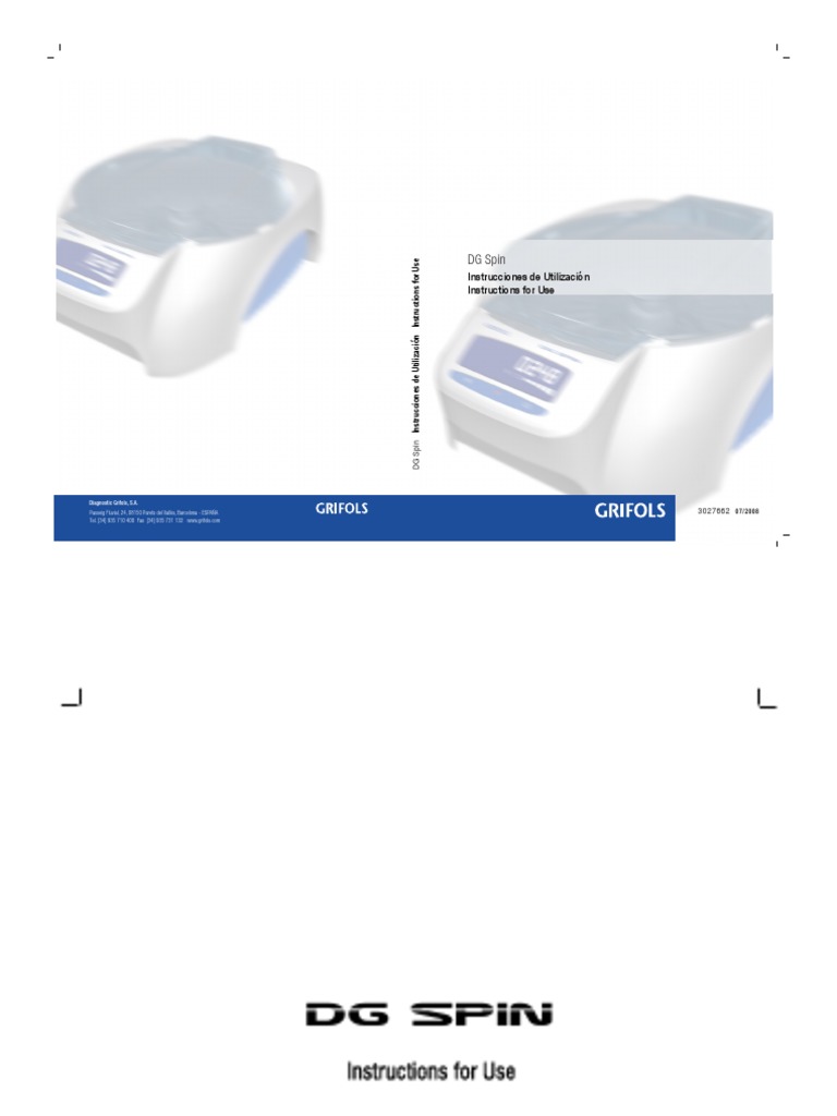 DG Spin Centrifuge User Instructions | PDF | Electrical Connector ...