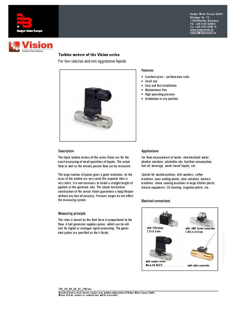 Vision Turbine Meters | PDF | Flow Measurement | Turbine