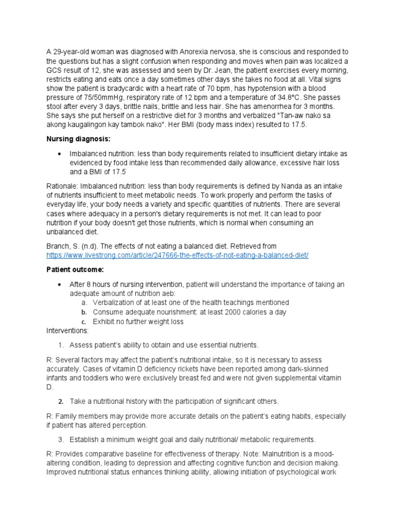 NCP Bernal Imbalanced Nutrition pt2 | PDF | Weight Loss | Determinants ...