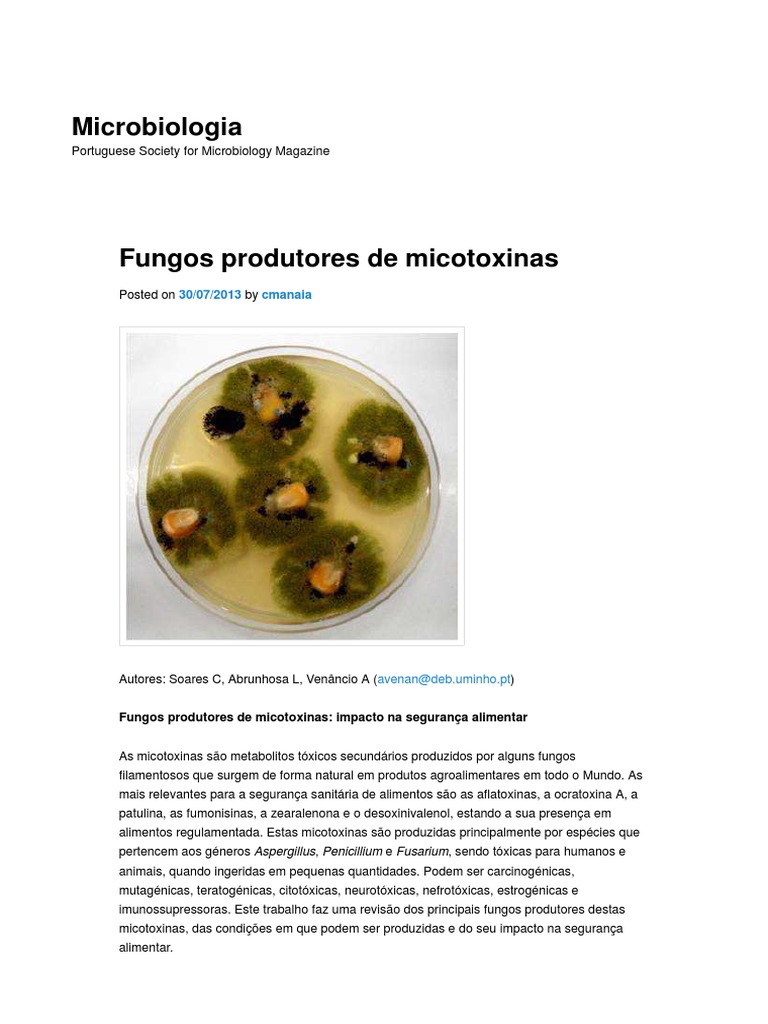 Fungos Produtores de Micotoxinas - Microbiologia | PDF | Micotoxina | Fungo