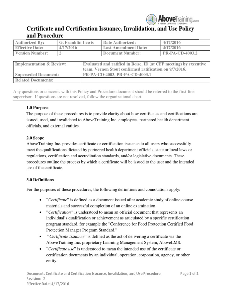 Certificate Issuance and Use Policy EXAM | PDF | Certification ...
